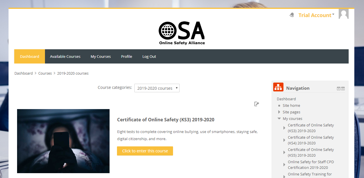 OSA Certificate - updates for 2019-2020 - Online Safety Alliance